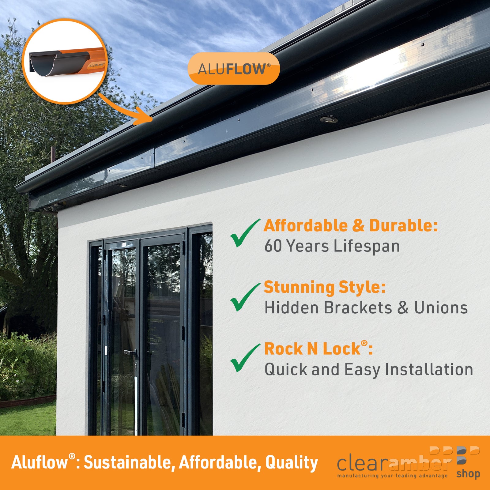 Aluflow Aluminium Gutter - Deep Flow | Easy Install Design