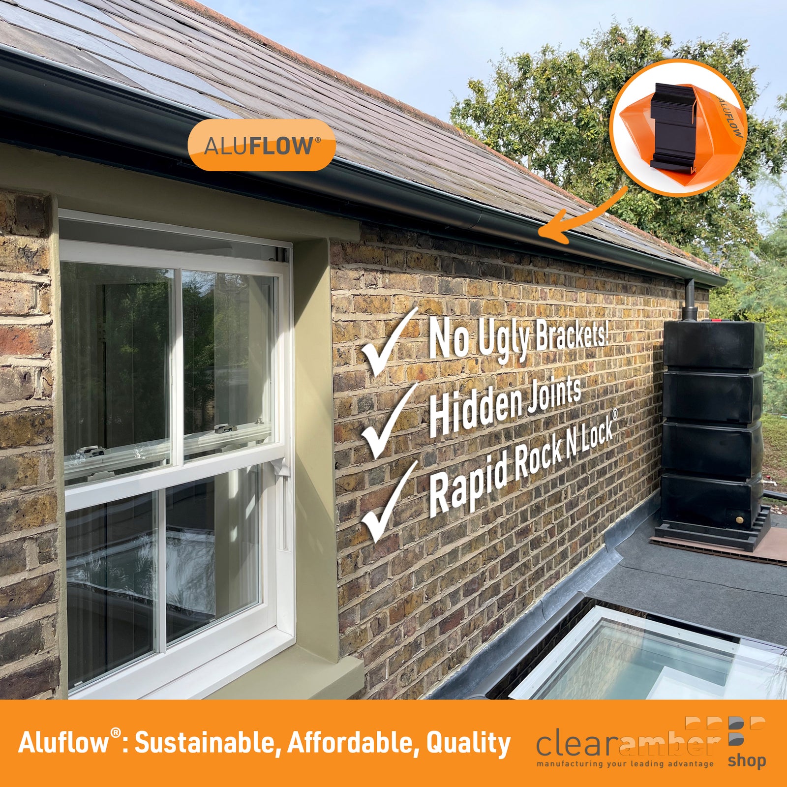 Aluflow Aluminium Rock N Lock Gutter Bracket - Deep Flow