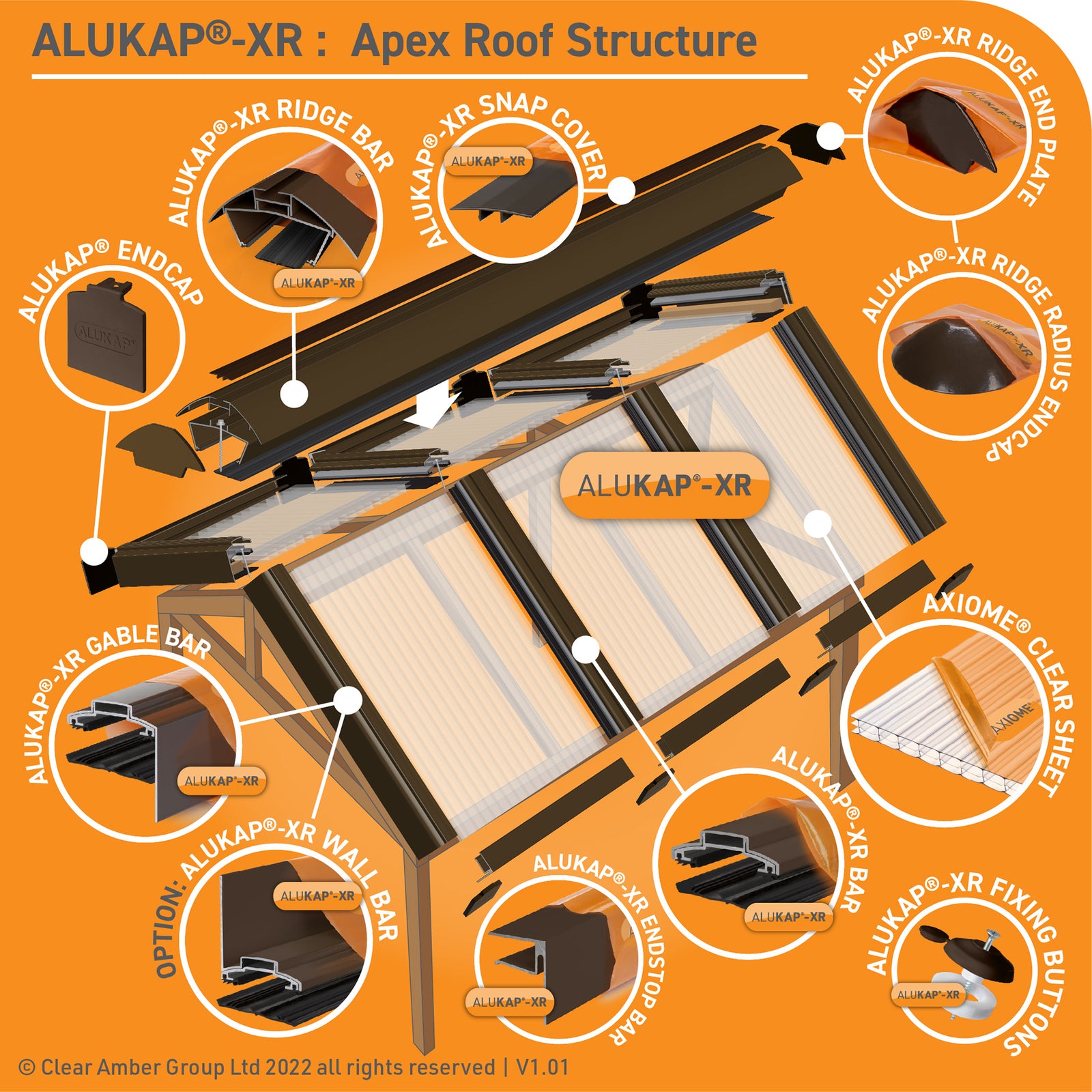Alukap-XR Ridge Bar - Rafter Top Ridge Bar | Clear Amber Shop