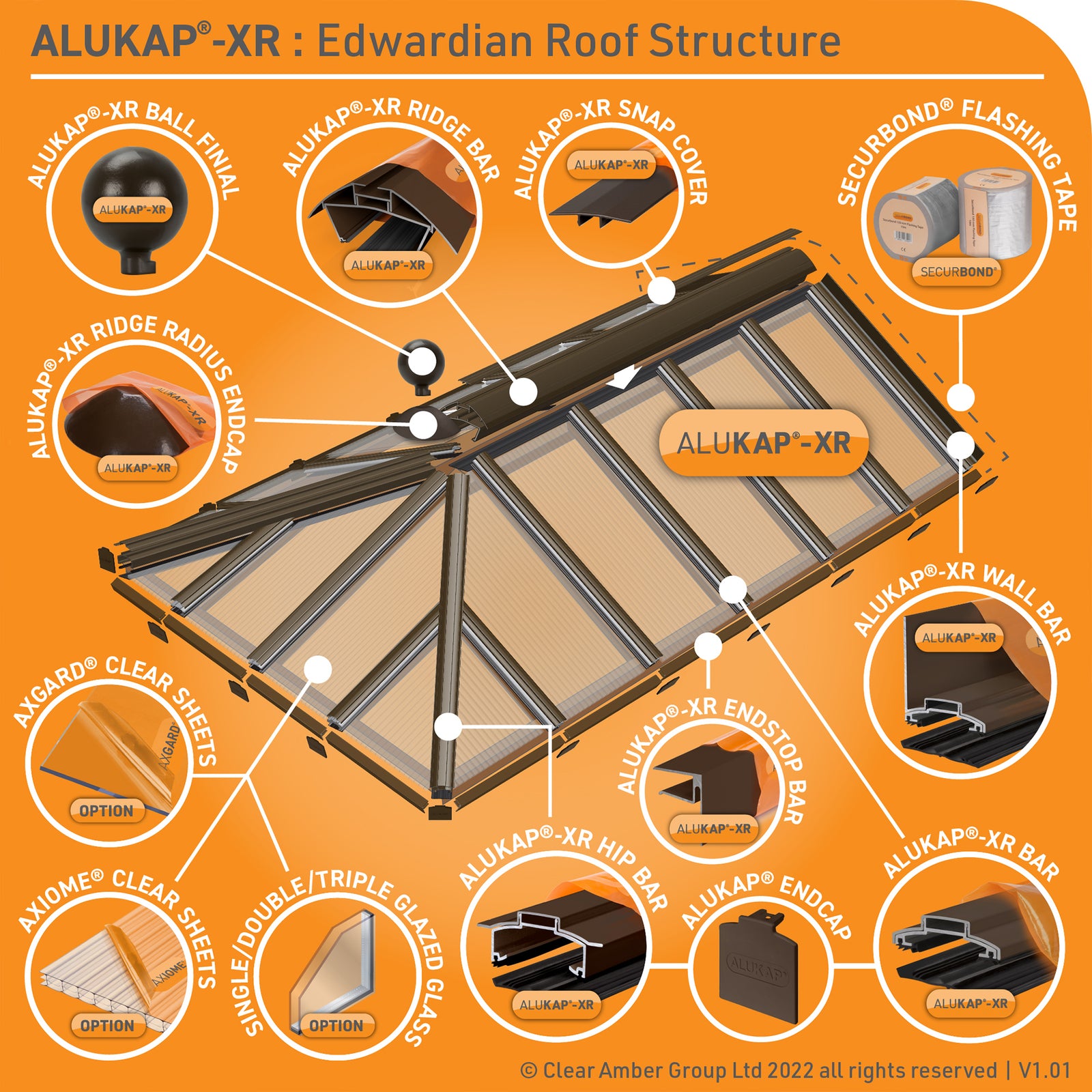 Alukap-XR Ridge Bar - Rafter Top Ridge Bar | Clear Amber Shop