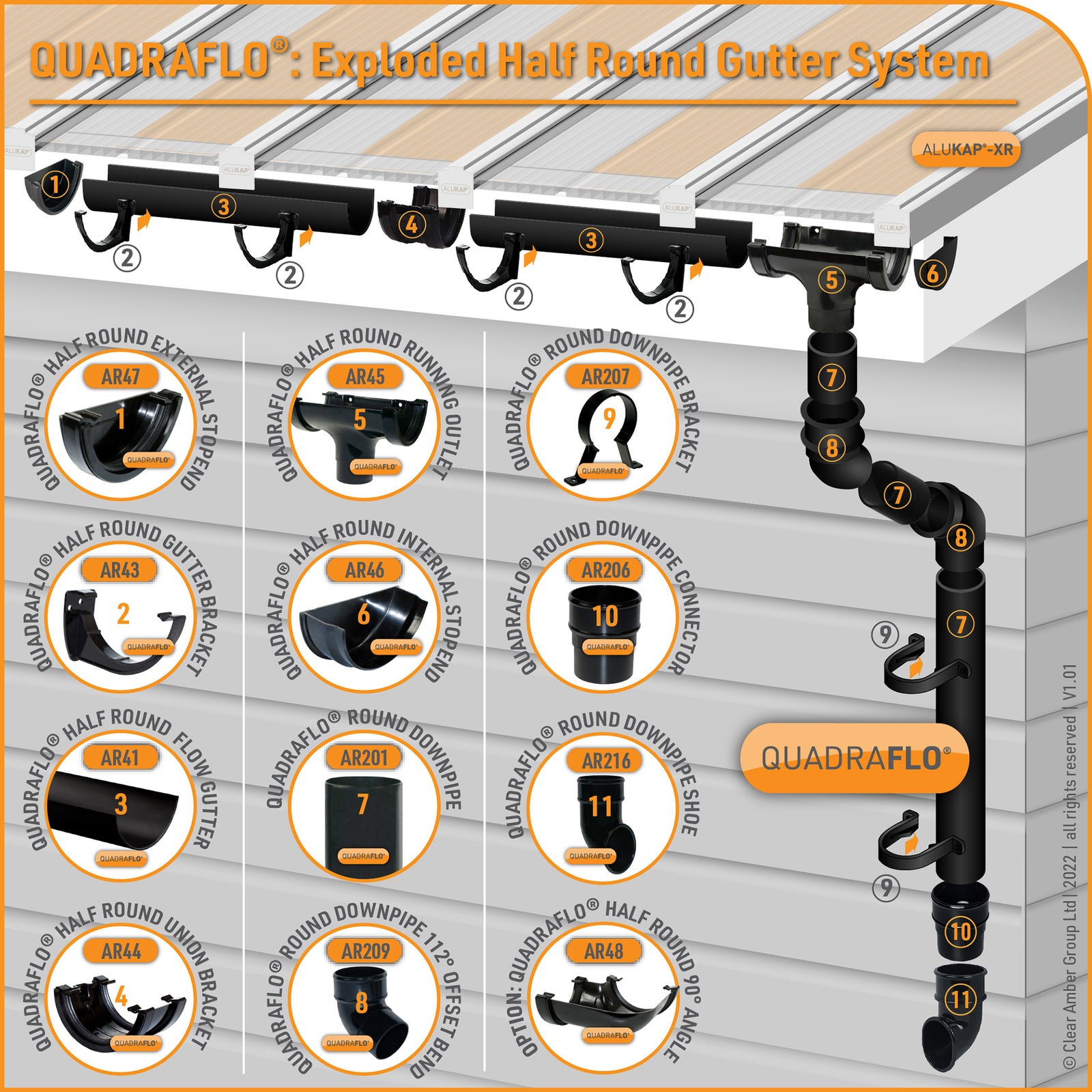 Quadraflo Half Round Gutter Bracket | Clear Amber Shop